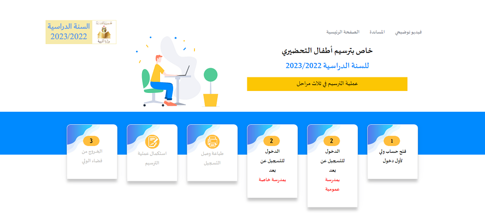 الترسيم والتسجيل عن بعد للأقسام التحضيريّة بالمدارس الابتدائية العمومية ...